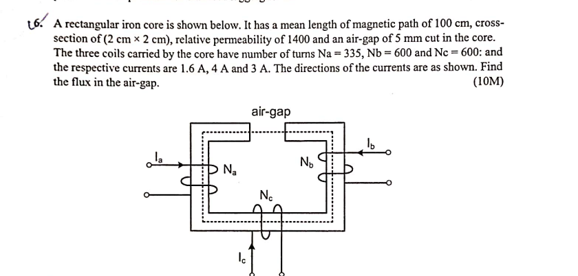 Solved A rectangular iron core is shown below. It has a mean | Chegg.com