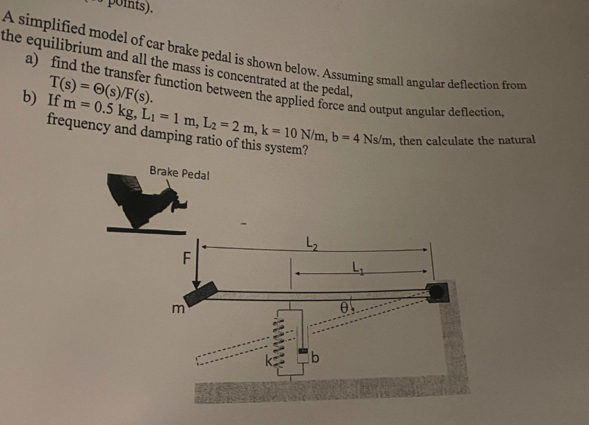 Solved A simplified model of car brake pedal is shown below. | Chegg.com