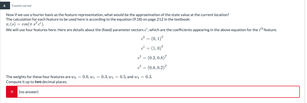 Solved Now if we use a fourier basis as the feature | Chegg.com