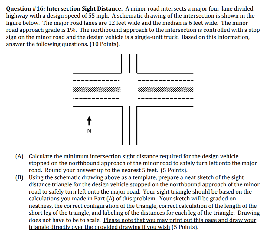 Solved Question #16: Intersection Sight Distance. A minor | Chegg.com