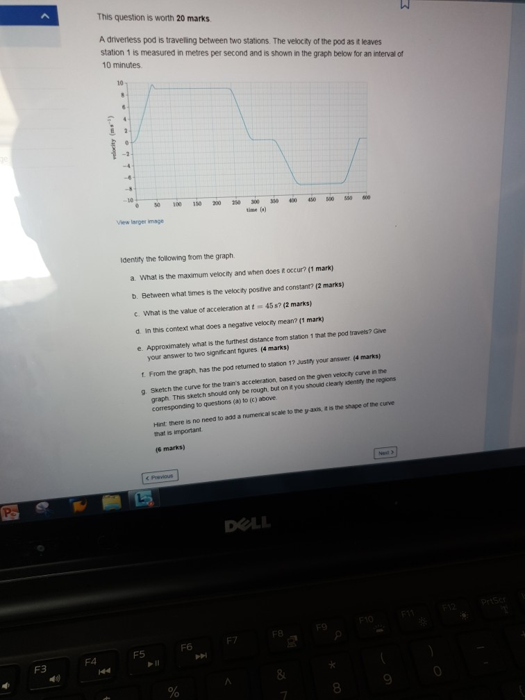 Solved This question is worth 20 marks A driverless pod is | Chegg.com