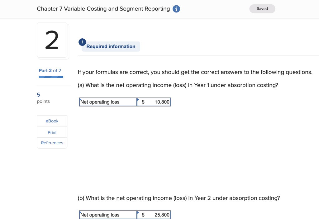 Solved Chapter 7 Variable Costing and Segment Reporting i 2. | Chegg.com