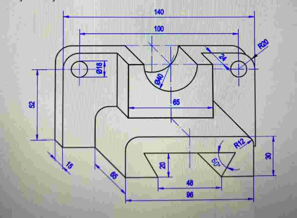 Solved draw the three view ( ﻿front- ﻿left and top) ﻿of the | Chegg.com