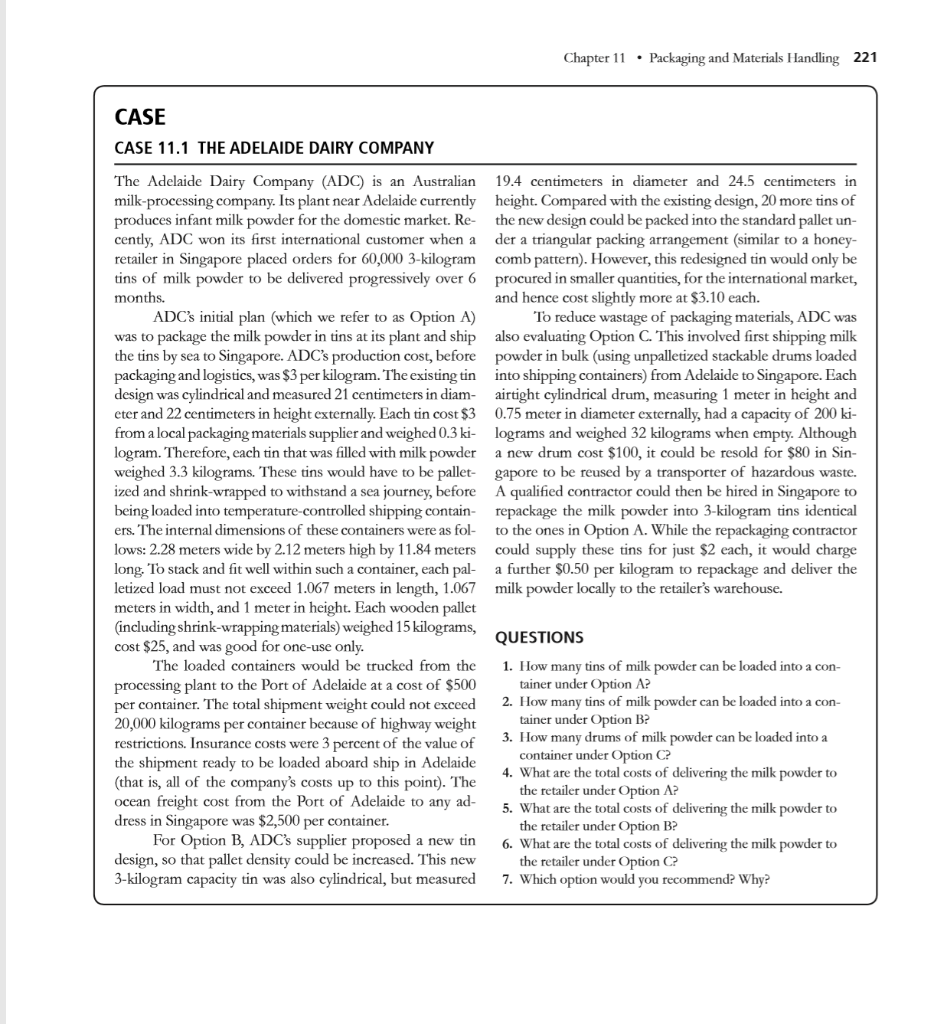 Solved The Adelaide Dairy Company (ADC) is an Australian | Chegg.com