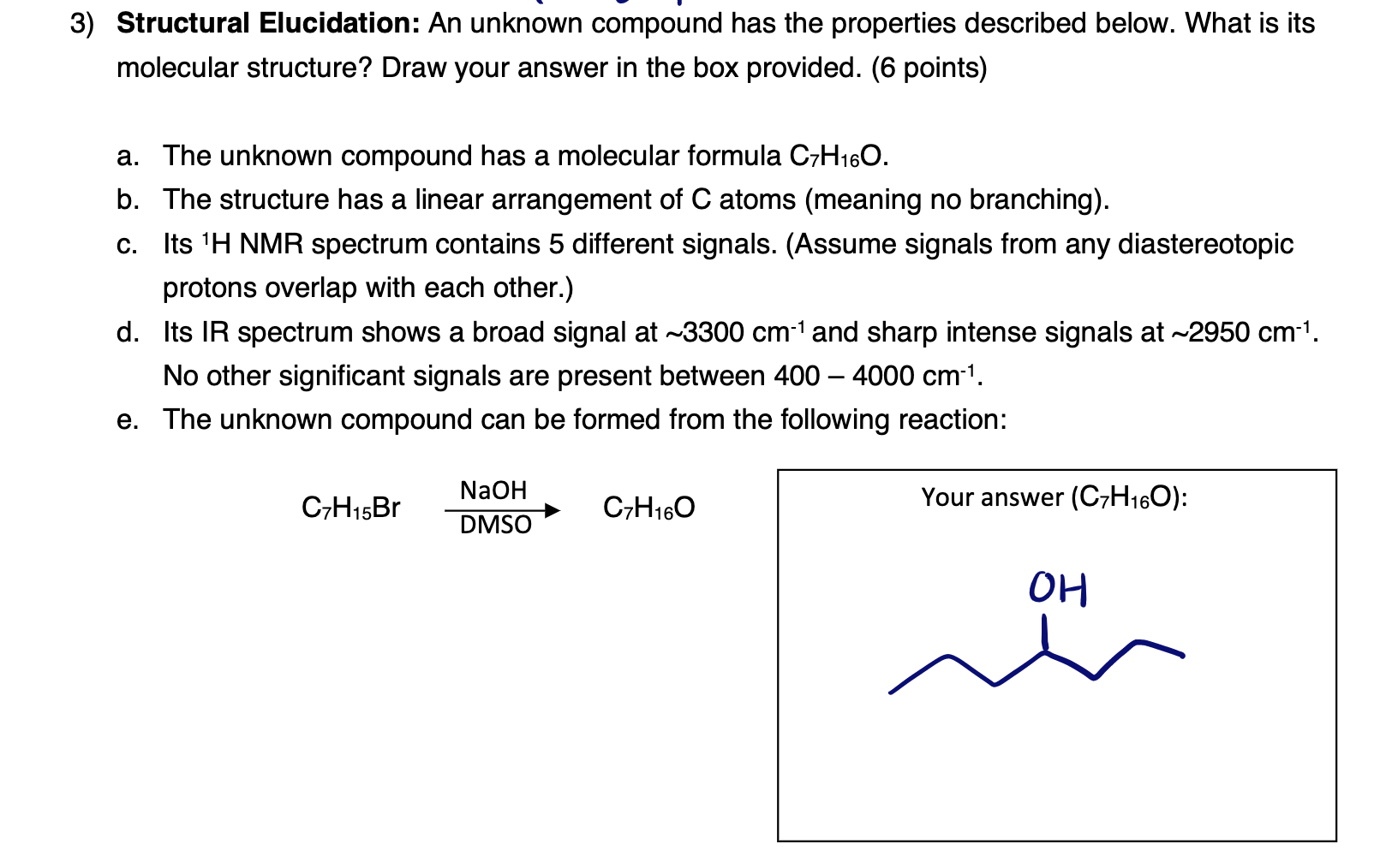 Solved 3) Structural Elucidation: An unknown compound has | Chegg.com