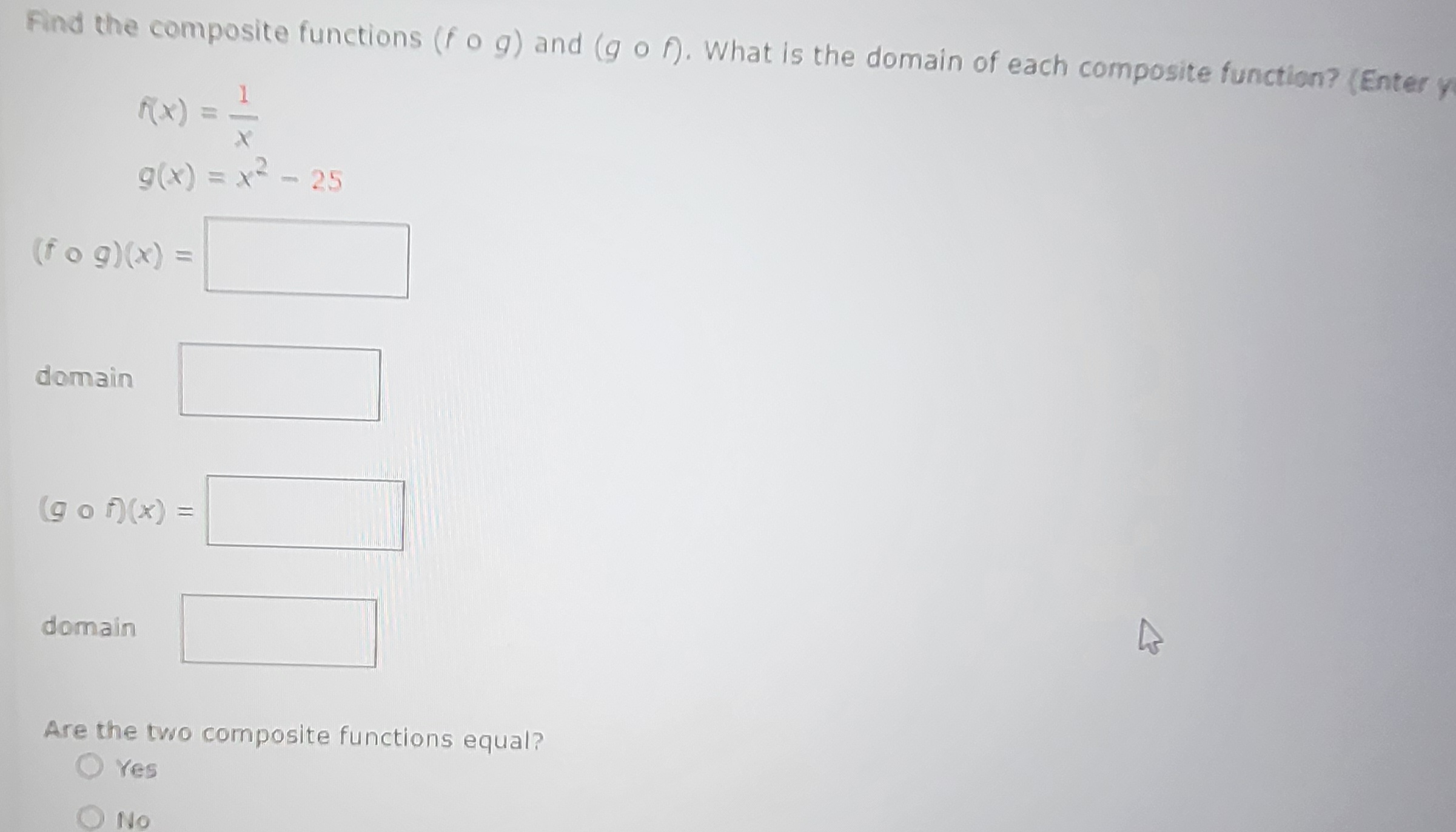 Solved Find the composite functions ( f∘g ) and (g∘f). What | Chegg.com