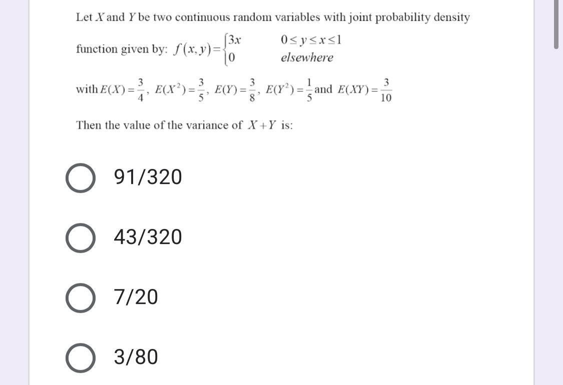 Solved Let X and Y be two continuous random variables with | Chegg.com