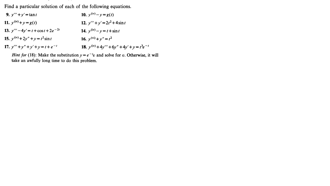 Solved Find a particular solution of each of the following | Chegg.com