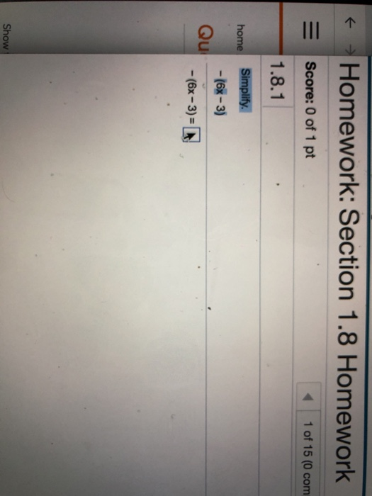 Homework Section 1 8 Homework Score 0 Of 1 Pt 1 8 1