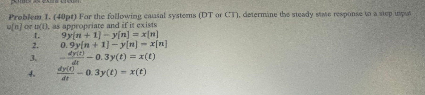 Solved Problem 1. (40pt) For the following causal systems | Chegg.com