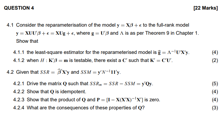 Solved QUESTION 4 [22 Marks] (4) (2) 4.1 Consider the | Chegg.com