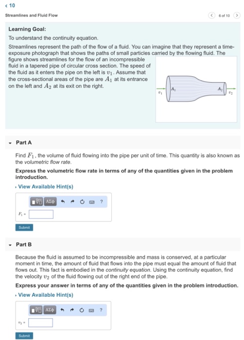 Solved c 10 Streamlines and Fluid Flow 6of 10 Learning Goal | Chegg.com