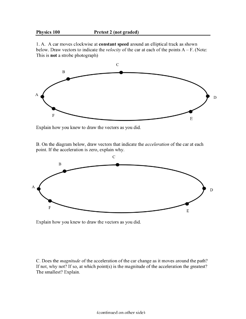Solved Physics 100 Pretest 2 (not graded) 1. A. A car moves | Chegg.com