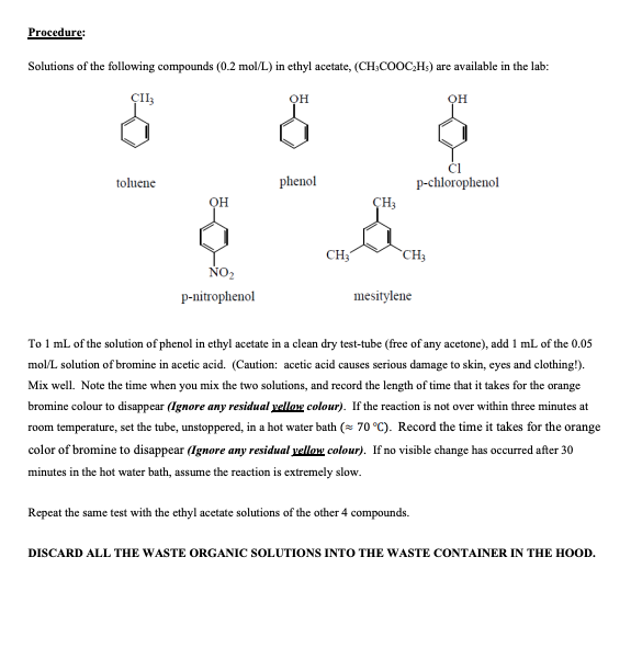 Solved EXPERIMENT 9 ACTIVATION IN ELECTROPHILIC AROMATIC | Chegg.com