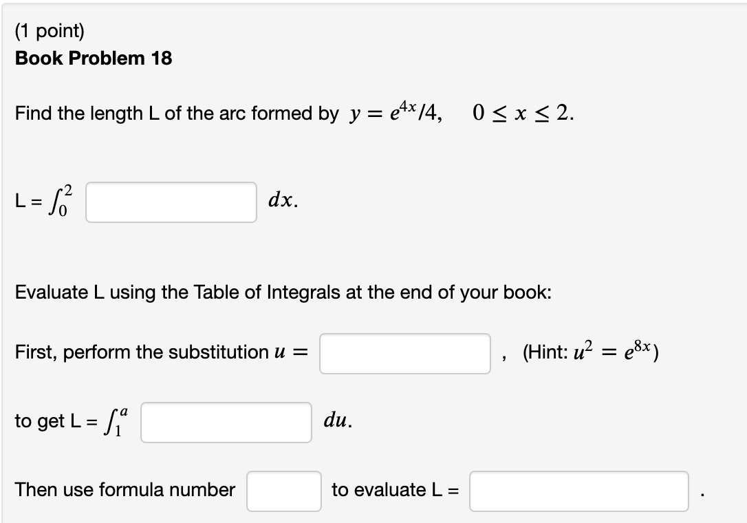 Solved (1 point) Book Problem 18 Find the length L of the | Chegg.com