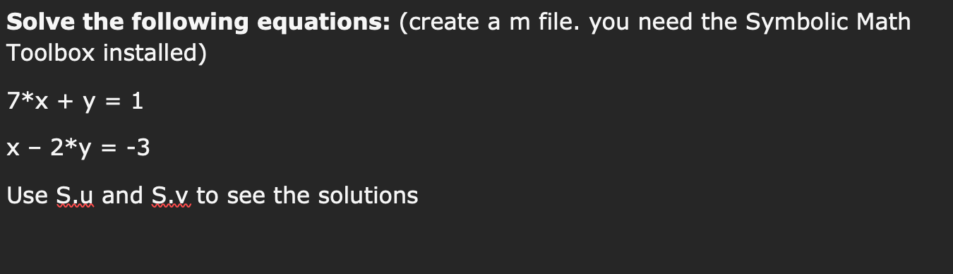 Solved Solve the following equations: (create a m file. you | Chegg.com