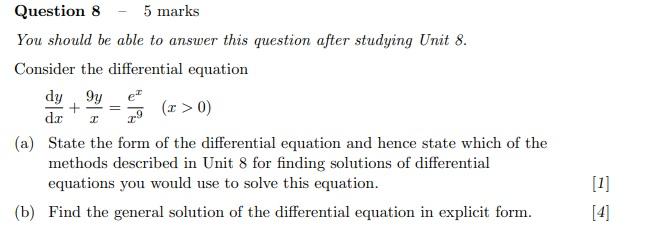 Solved Question 8 5 marks You should be able to answer this | Chegg.com
