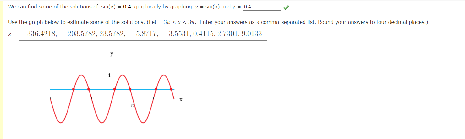 Solved We can find some of the solutions of sin(x)=0.4 | Chegg.com