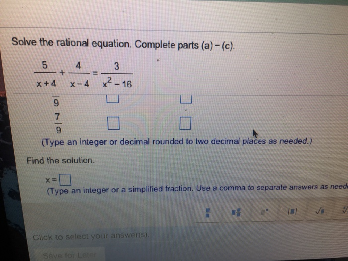 Solved solve the rational equation. Complete parts (a) -(c). | Chegg.com