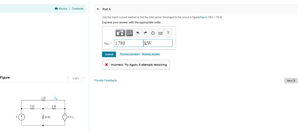 Solved R. Review Constants Part A Use the mesh-current | Chegg.com