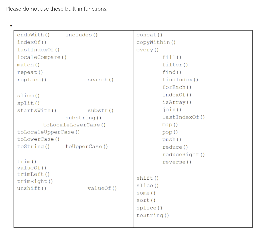 Solved function ten (string) Create a JavaScript function | Chegg.com