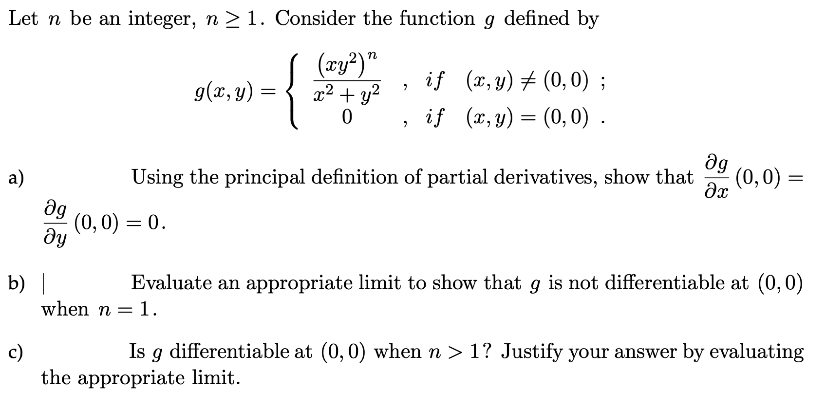 Solved Let n be an integer, n≥1. Consider the function g | Chegg.com