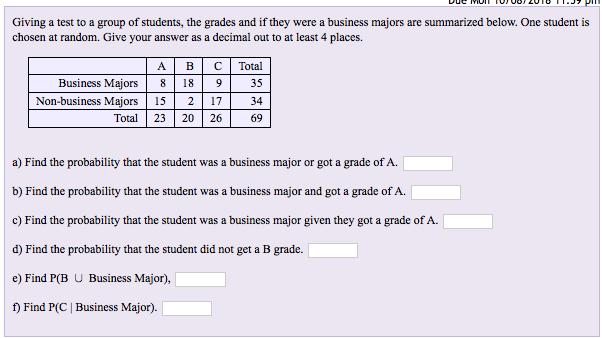 Solved Giving a test to a group of students, the grades and | Chegg.com