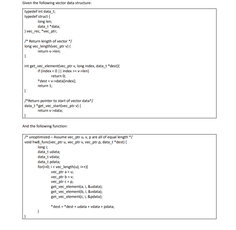 Given The Following Vector Data Structure Typedef