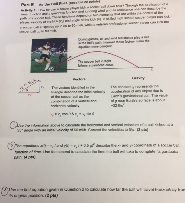 Solved Activity 1: How far can a soccer player kick a soccer | Chegg.com