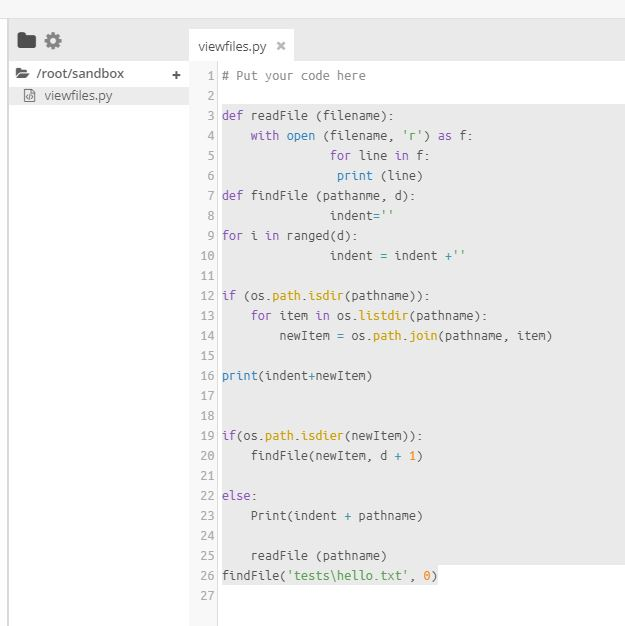 Solved viewfiles.py x /root/sandbox viewfiles.py 1# Put your | Chegg.com