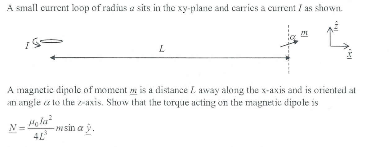 Solved A small current loop of radius a sits in the xy-plane | Chegg.com