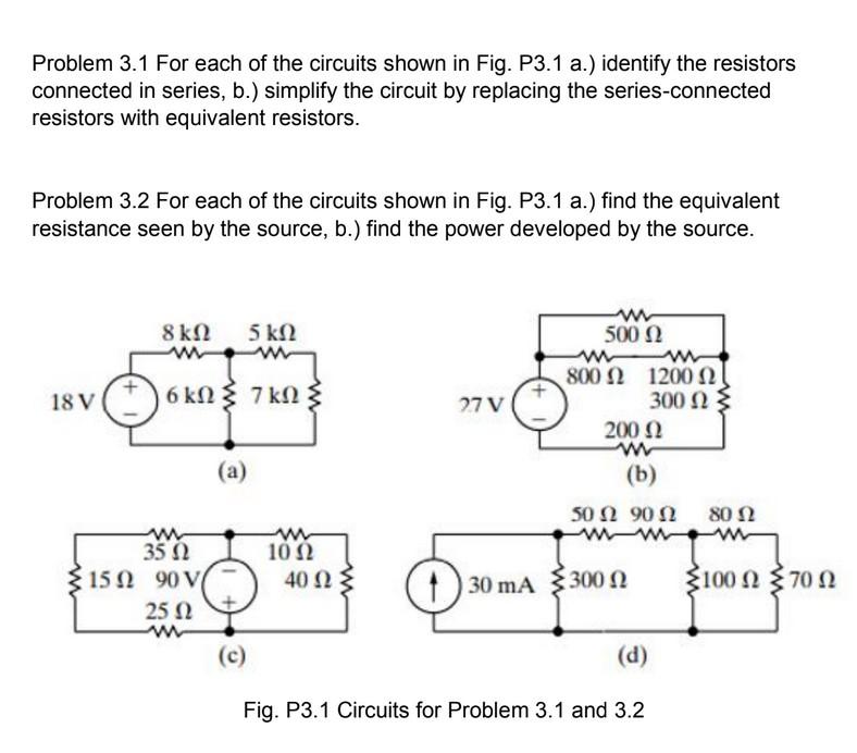 Solved Problem 3.1 For each of the circuits shown in Fig. | Chegg.com