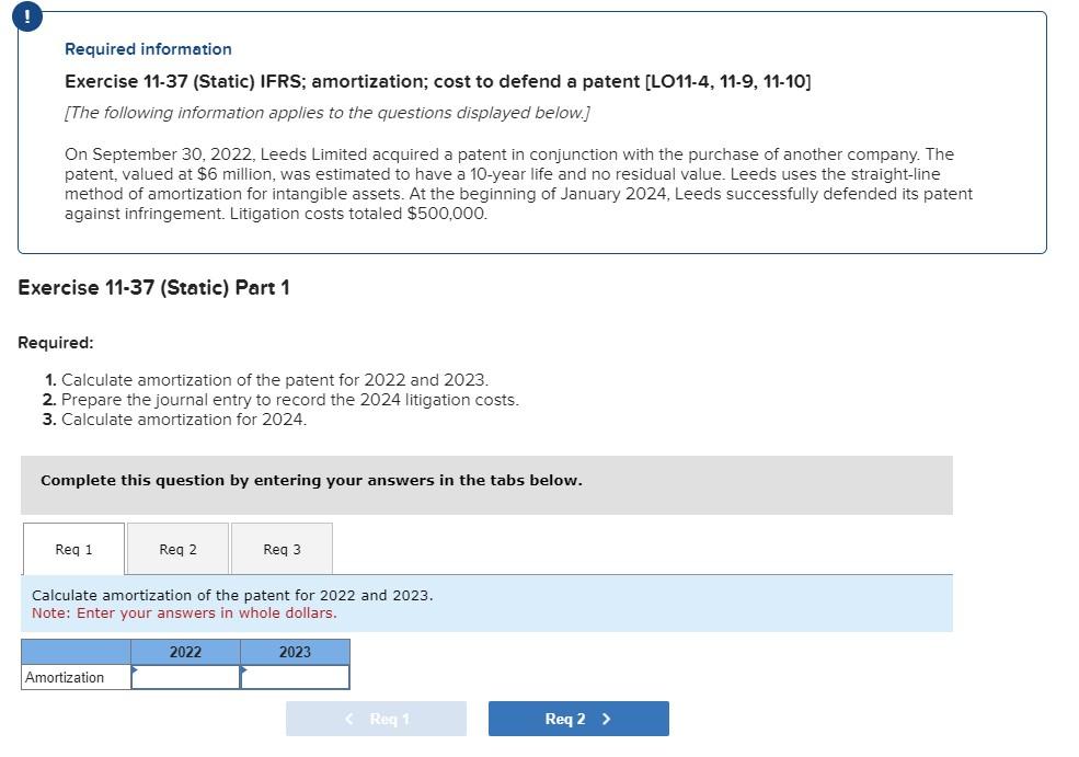 Solved Required information Exercise 11-37 (Static) IFRS; | Chegg.com
