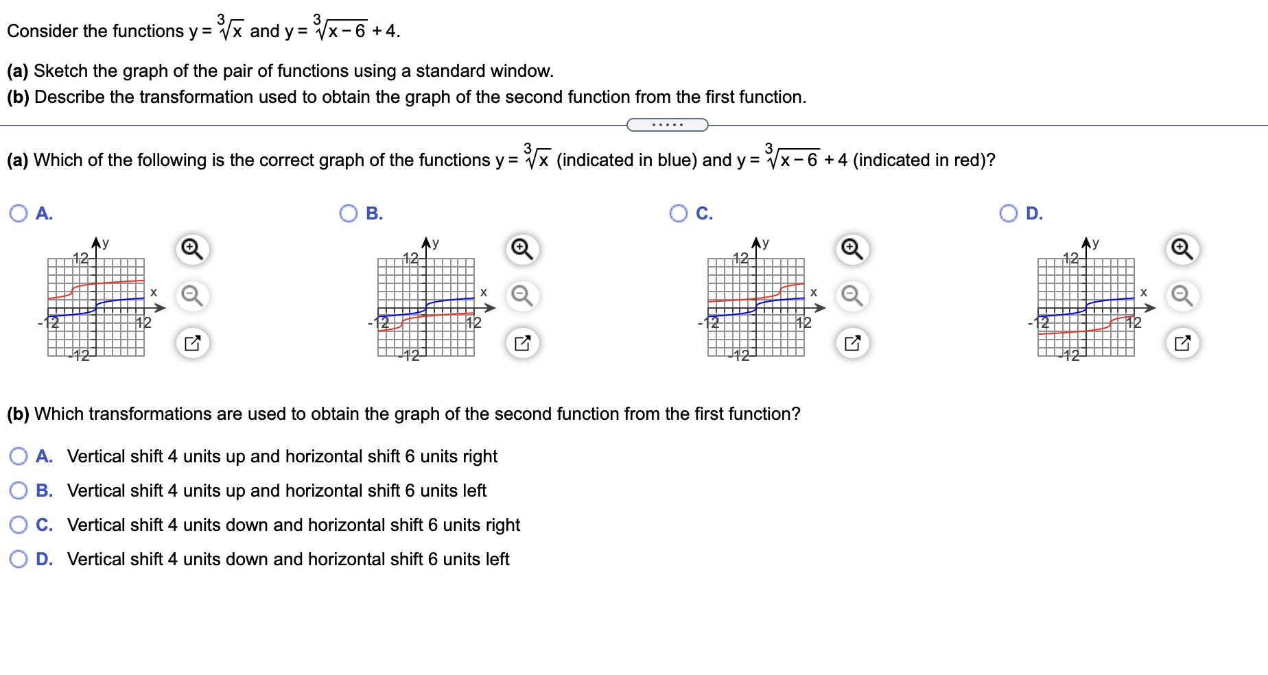 Solved 3 Consider the functions y=Xx and y = x-6 +4. 3 = (a) | Chegg.com