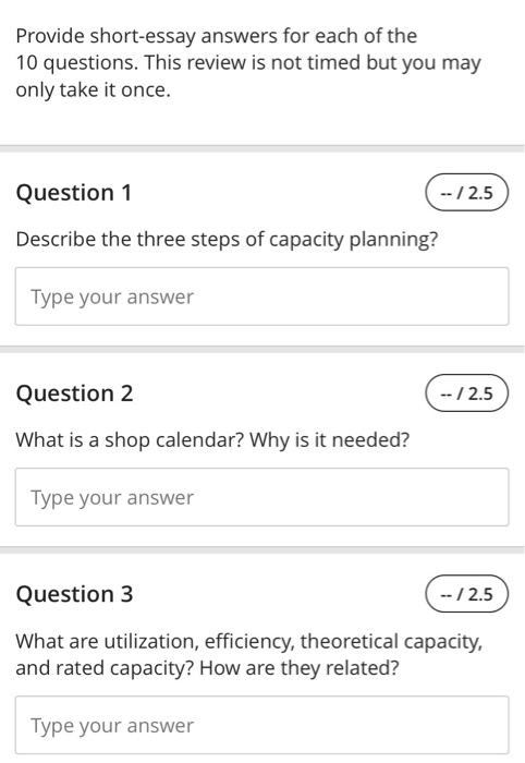 Solved Provide short-essay answers for each of the 10 | Chegg.com