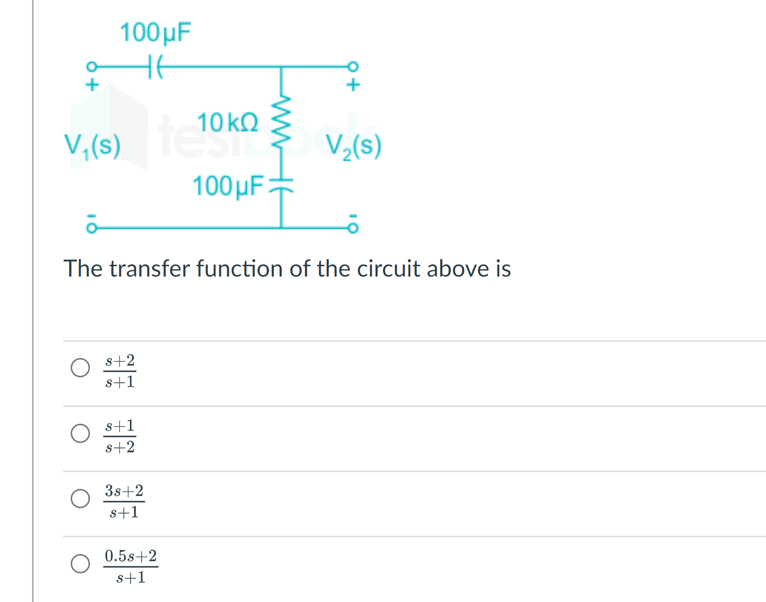 Solved The transfer function of the circuit above is | Chegg.com