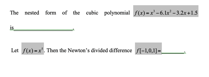 Solved The nested form of the cubic polynomial f(x)= x° | Chegg.com