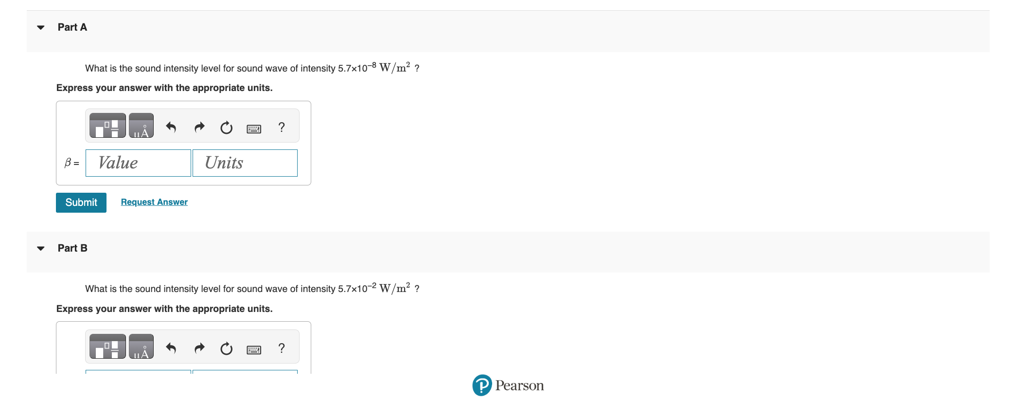 Solved What is the sound intensity level for sound wave of | Chegg.com