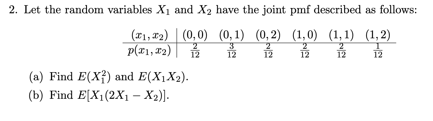 Solved 2. Let the random variables X1 and X2 have the joint | Chegg.com
