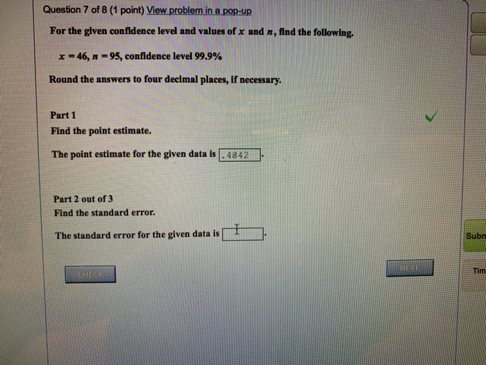 Solved Question 7 of 8 (1 point) View problem in a pop-up | Chegg.com