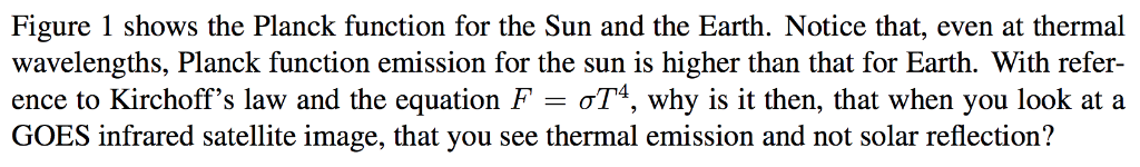 Solved Figure 1 Shows The Planck Function For The Sun And