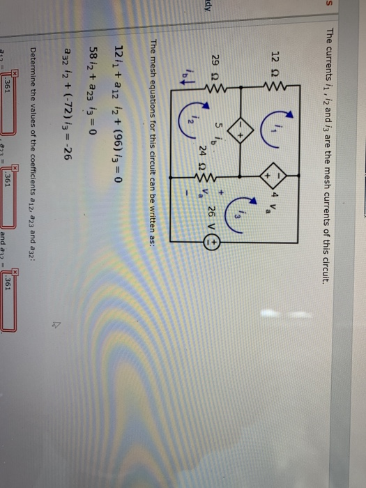 Solved The currents 11, 12 and iz are the mesh currents of | Chegg.com