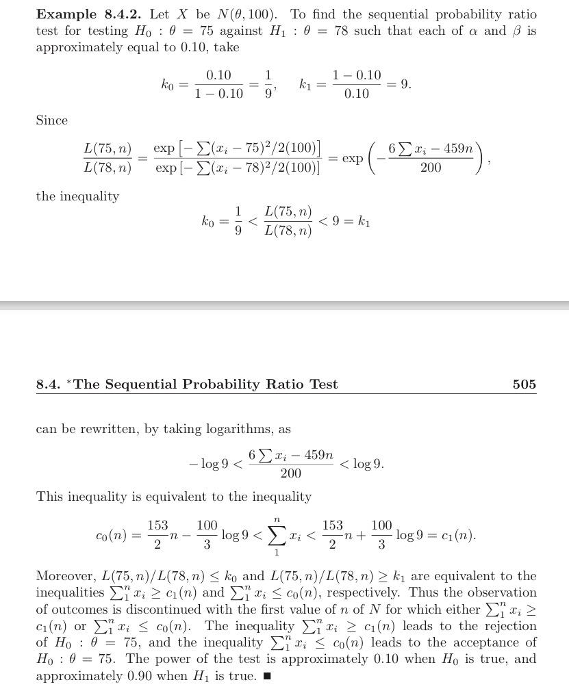 Solved Example 8.4.2. Let X be N(0, 100). To find the | Chegg.com