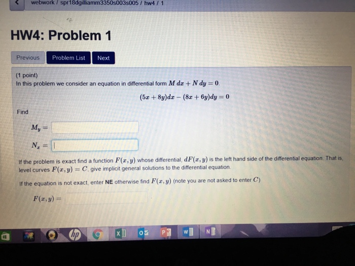 Solved webwork spr18dgilliamm3350s003s005/ hw4 1 HW4: | Chegg.com