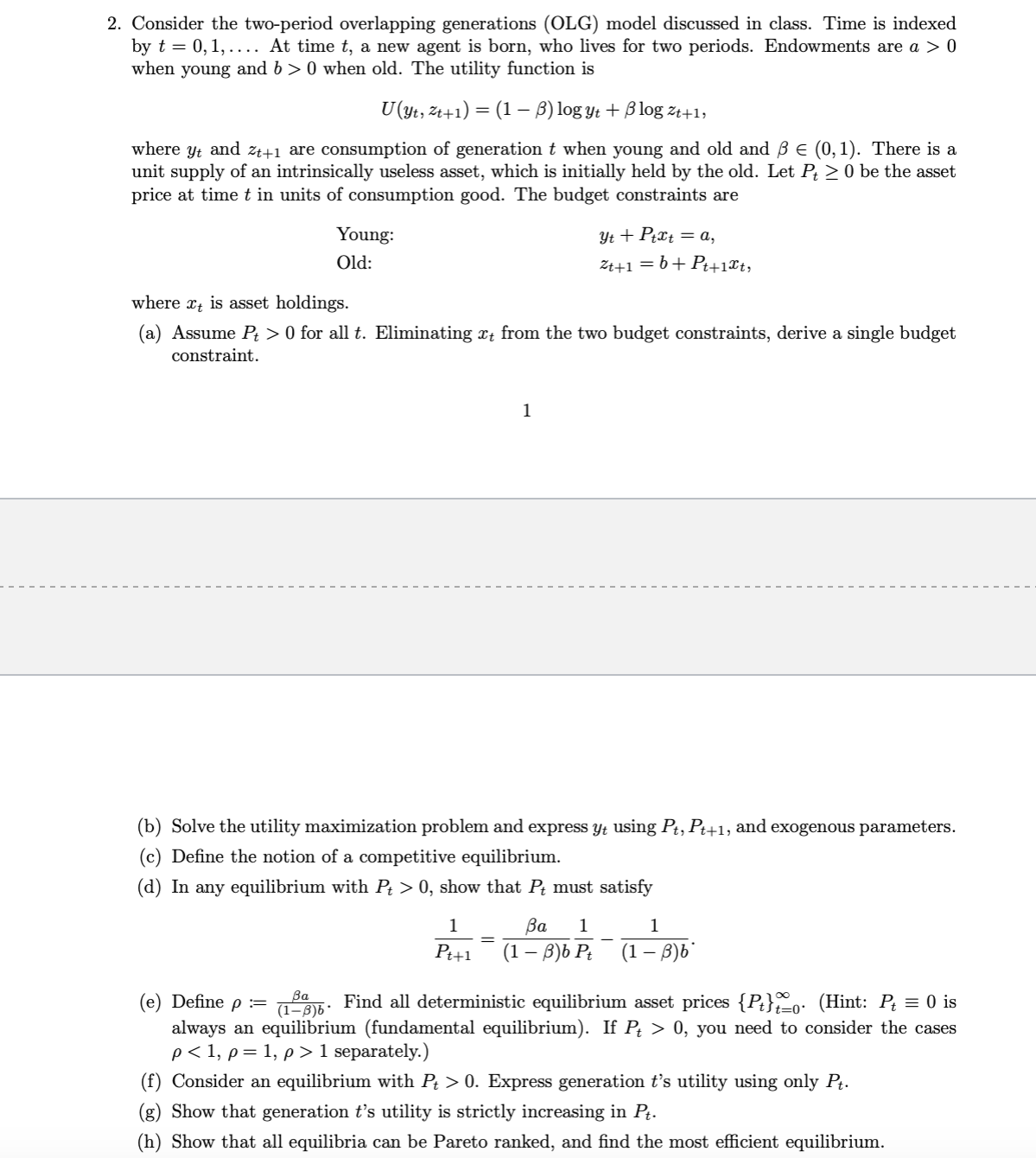 Solved 2 Consider The Two Period Overlapping Generations
