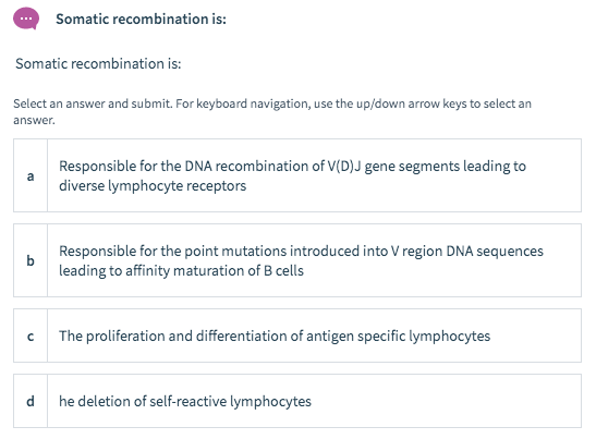 Solved Somatic recombination is: Somatic recombination is: | Chegg.com