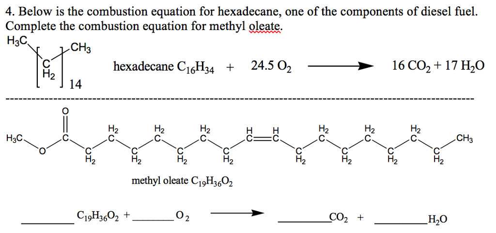 Solved 4. Below is the combustion equation for hexadecane, | Chegg.com