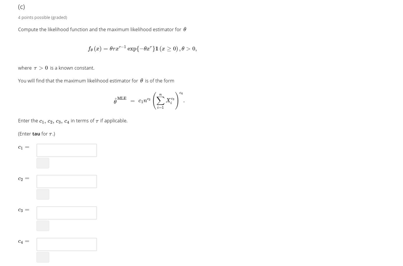 Solved (c) 4 points possible (graded) Compute the likelihood | Chegg.com