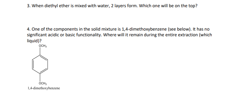 Solved 3. When diethyl ether is mixed with water, 2 layers | Chegg.com