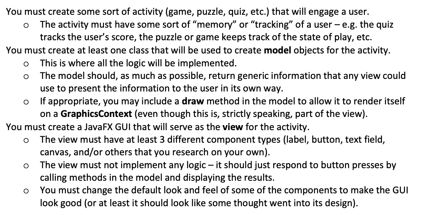 Solved You Must Create Some Sort Of Activity Game Puzzle
